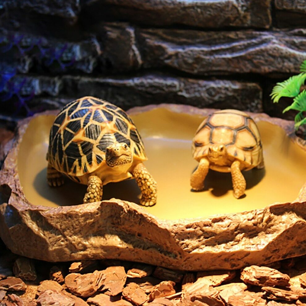 Large Marble Pattern Reptile Terrarium Decor Water Dish For Snakes ...