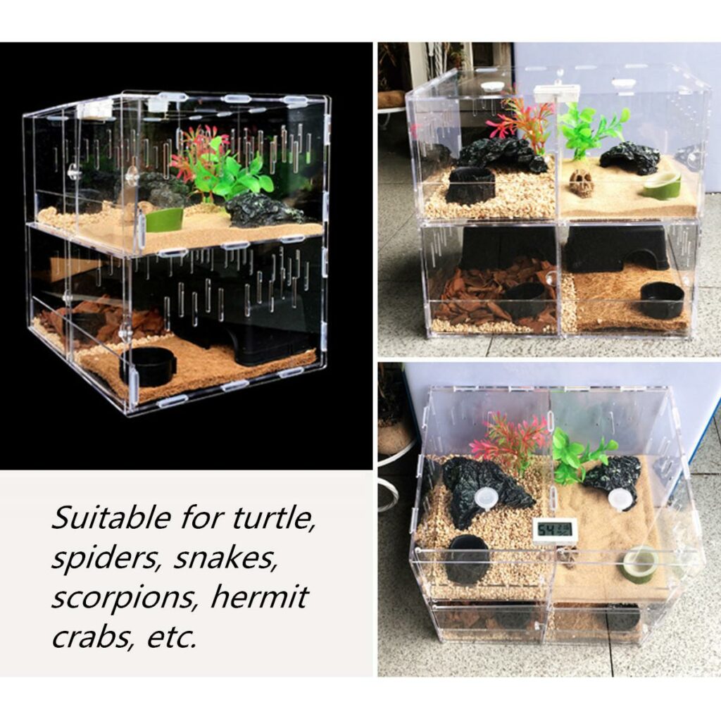 Acrylic Reptile Terrarium Transparent Breeding Tank For Lizards Spiders ...
