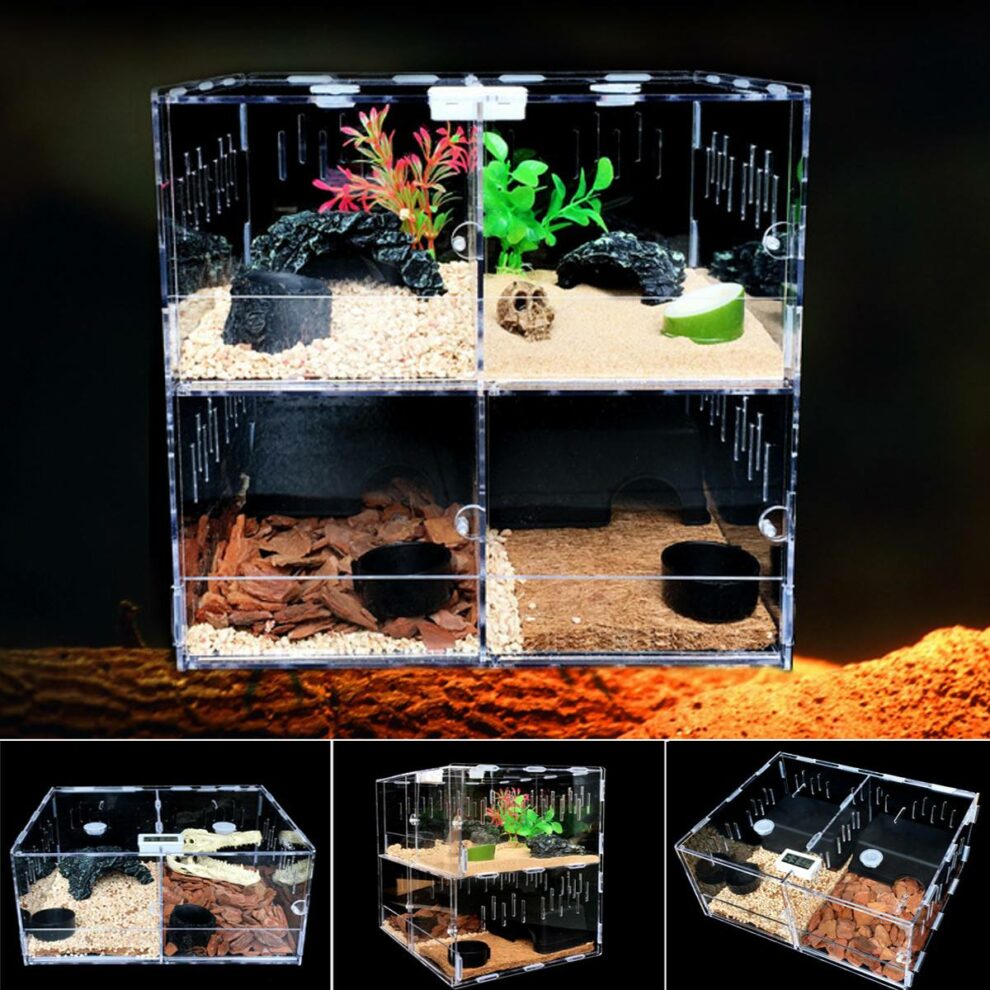 Acrylic Reptile Terrarium Transparent Breeding Tank For Lizards Spiders ...