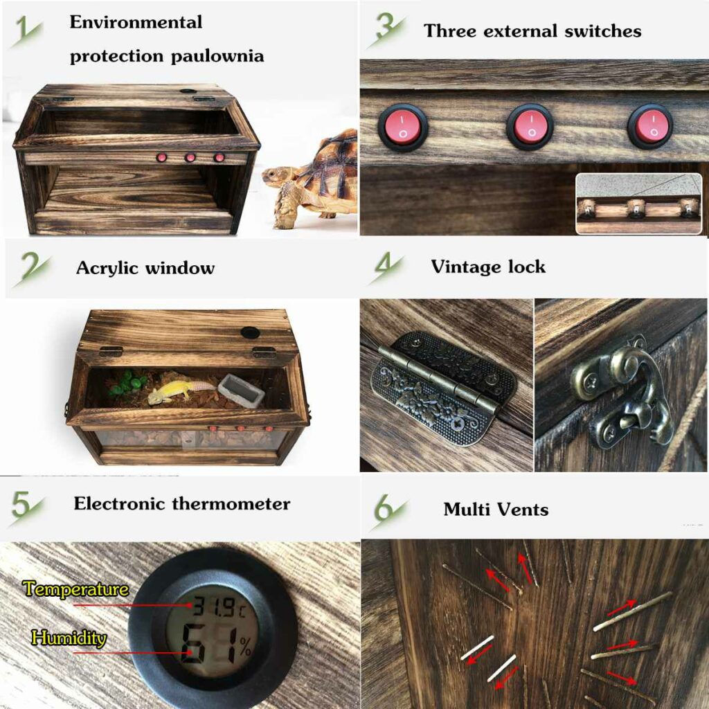 Reptile Enclosure Cage Wooden Terrarium With Lock Vent And Window For ...