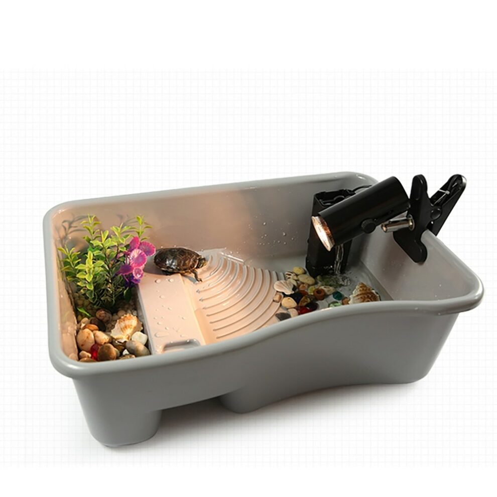 Sturdy Aquatic Turtle Tub Tank With Basking Platform Breeder Box Kit ...