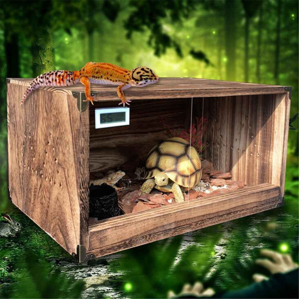 Wooden Reptile Terrarium Heating Cage For Frogs Snakes Turtles Lizards ...