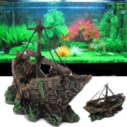 Sunken Ship Aquarium Decor Fish Tank Cave Ornament Destroyer Boat Wreck ...