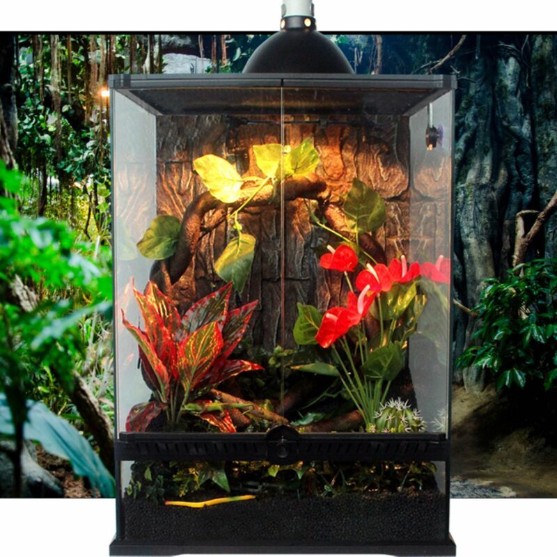 Tropical Rainforest Artificial Reptile Tank Decor Green Vine Leaf Grass ...