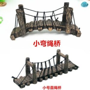 Resin Turtle Climbing Rope Bridge Wooden Tree Aquarium Decor For Fish ...