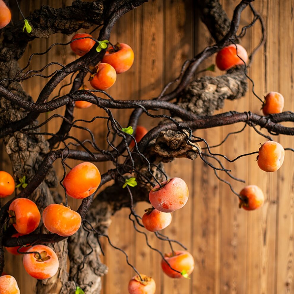 Highgrade Simulation Rattan Persimmon Branch Wall Decor With Vine ...