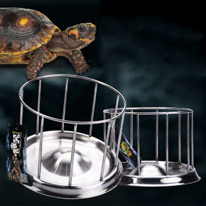 Durable Steel Turtle Feeding Bowl Pet Tortoise Food Water Dispenser ...