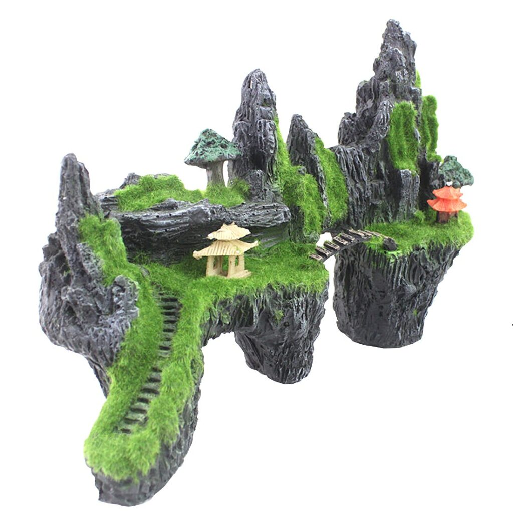 Resin Rockery Artificial Moss Decor For Aquarium And Reptile Habitat ...