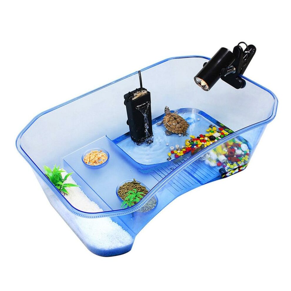 Complete Aquatic Turtle Tank Kit With Filter Basking Platform Mesh Lid ...