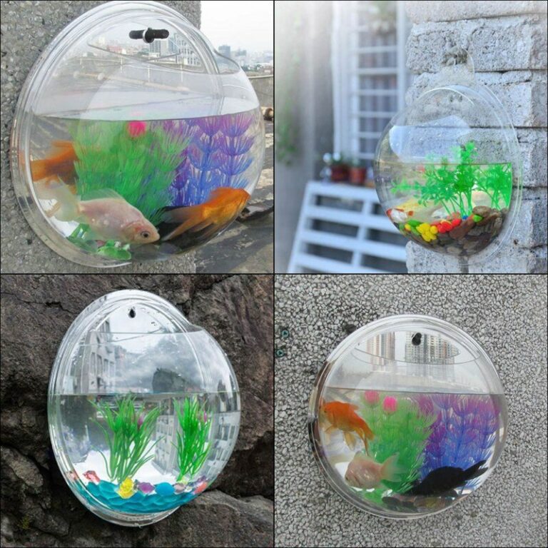 Wall Mounted Hanging Bubble Aquarium Fish Tank With Plant Pot ...