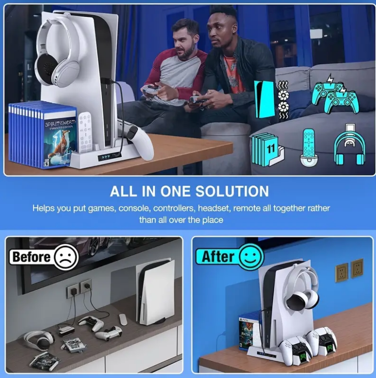 All-in-One PS5 Stand: Cooling, Charging & Storage Solution - Free ...