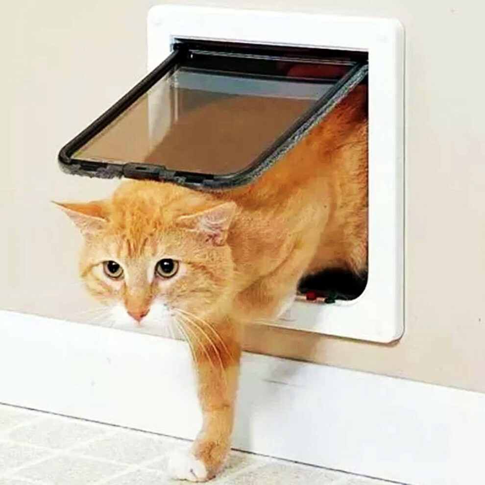 4way Lockable Pet Door Safe Dog Cat Entry Flap Gate - Free Shipping ...