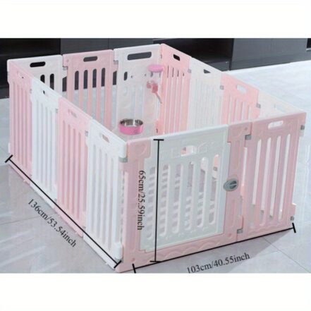 Indoor Pet Isolation Fence Dog Guard Cage With 12 Panels 1 Door Catdog ...