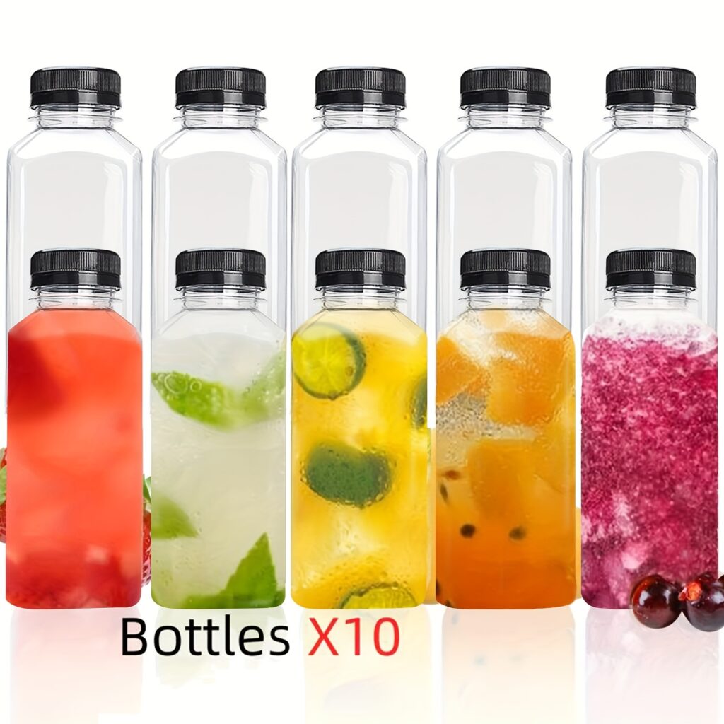 Recyclable Clear Plastic Juice Bottles 510pcs With Leakproof Black Lids ...