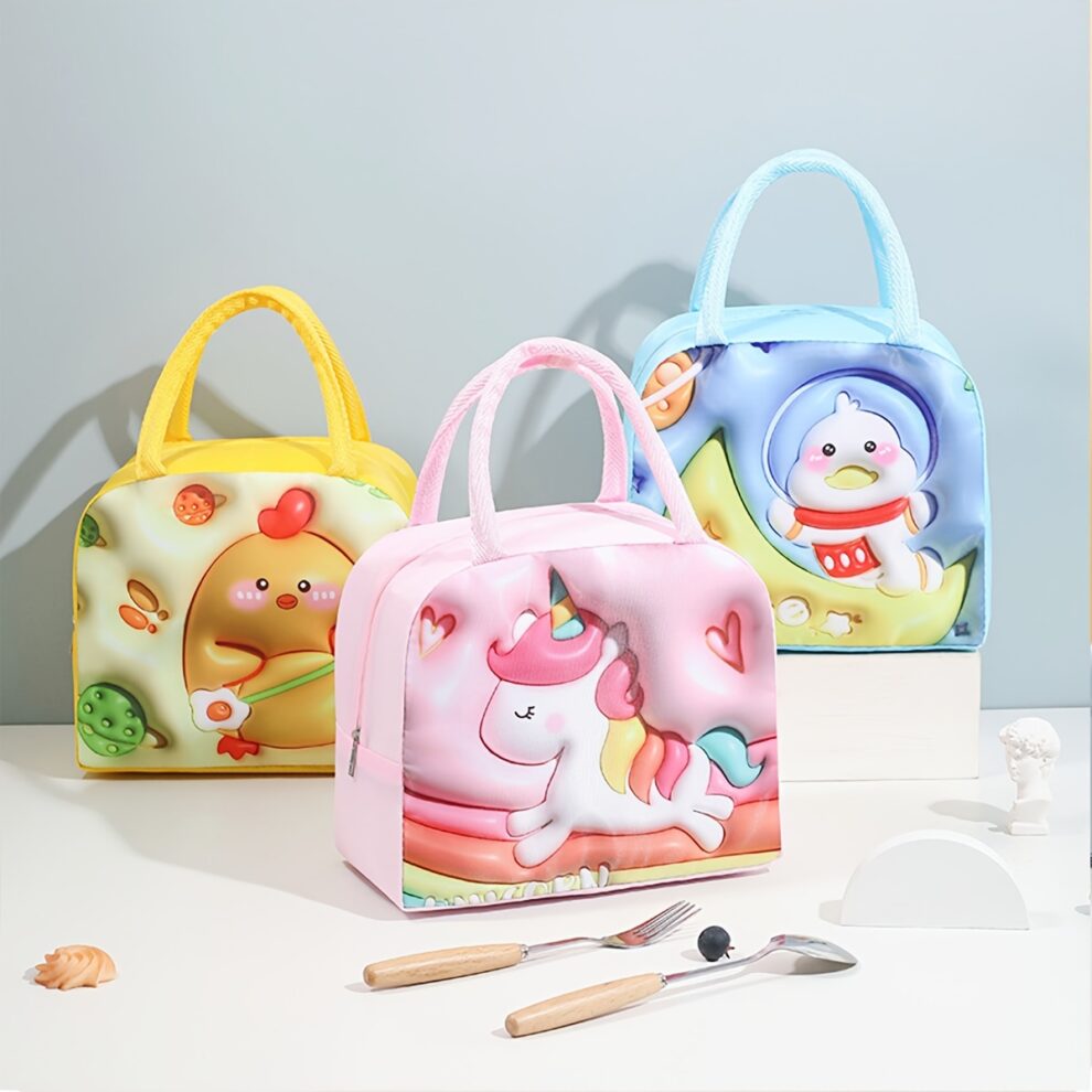 Girls 3d Pattern Cute Insulated Lunch Bag Ideal Portable Gift - Free ...