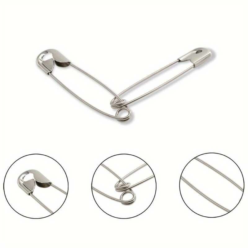 100pack Multisized Metallic Silver Safety Pins For Sewing And Diy ...