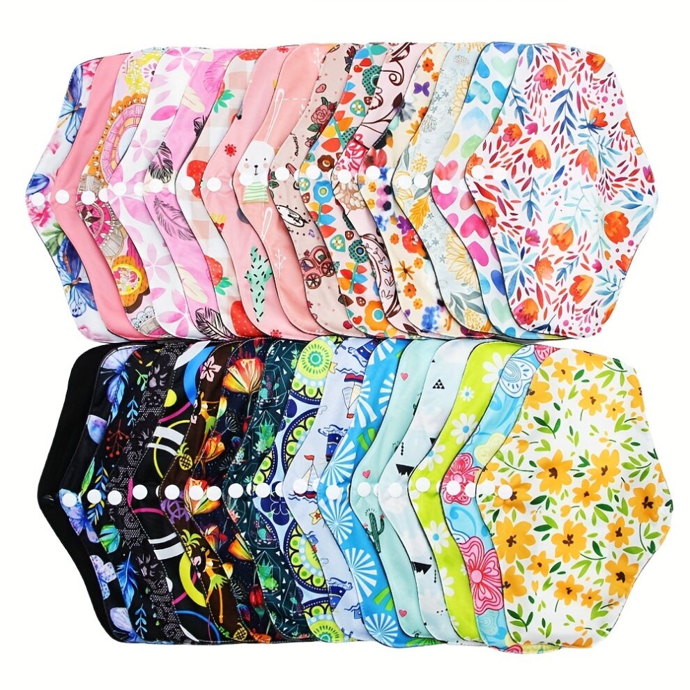 10pc Bamboo Reusable Menstrual Pads Set Washable Heavy Flow Overnight ...