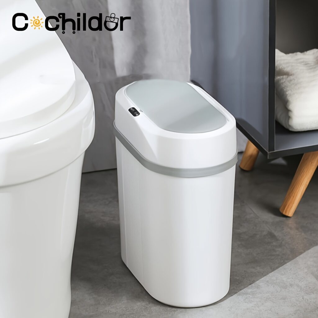 Intelligent Sensing Automatic Flip Trash Can Bathroom Storage Bin 1pc ...