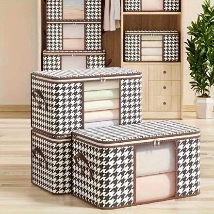 Houndstooth Pattern Stylish Storage Box Clothes Organizer Lightweight ...