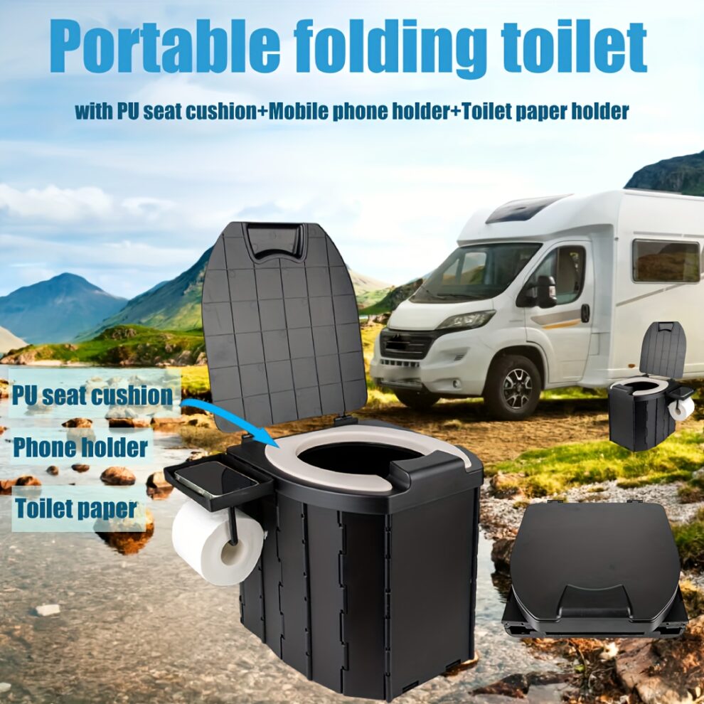 Folding Portable Toilet With Pu Cushion For Camping Rv Car Travel ...