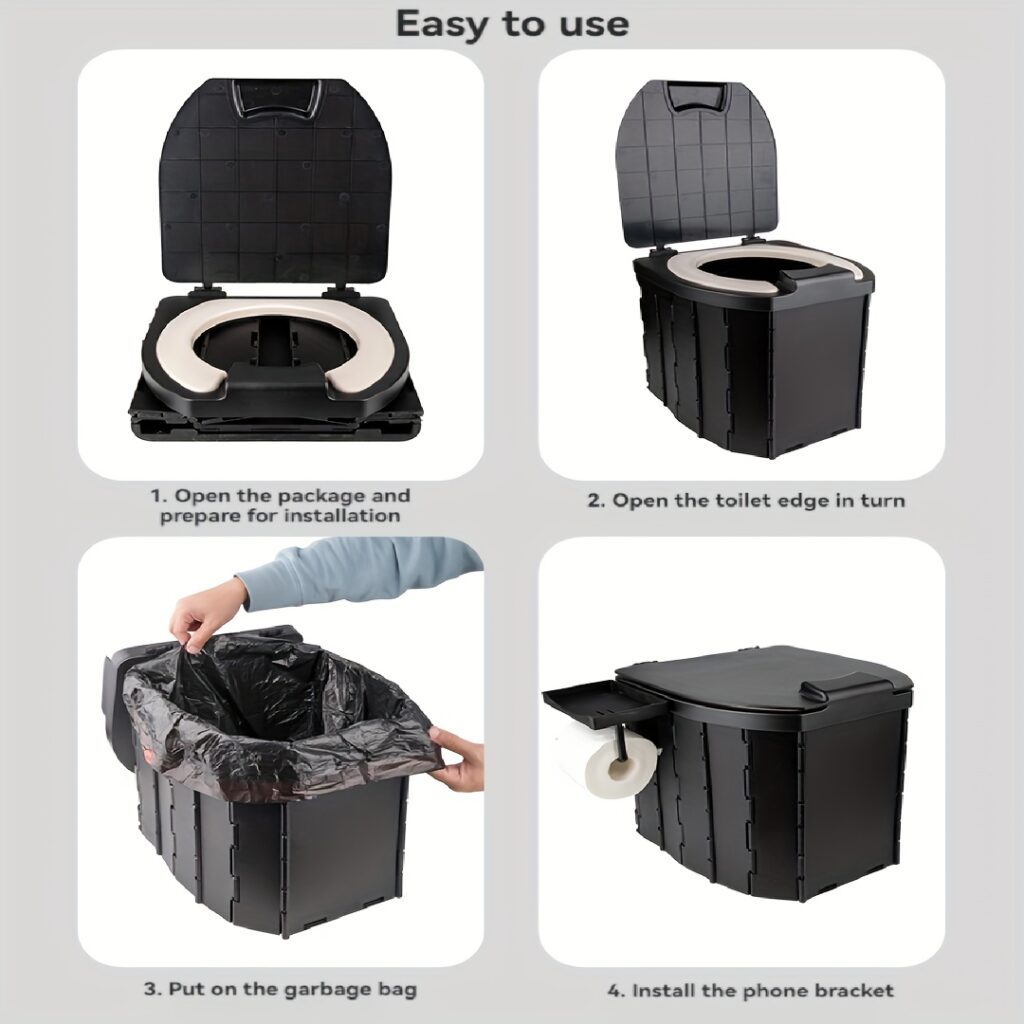 Folding Portable Toilet With Pu Cushion For Camping Rv Car Travel ...