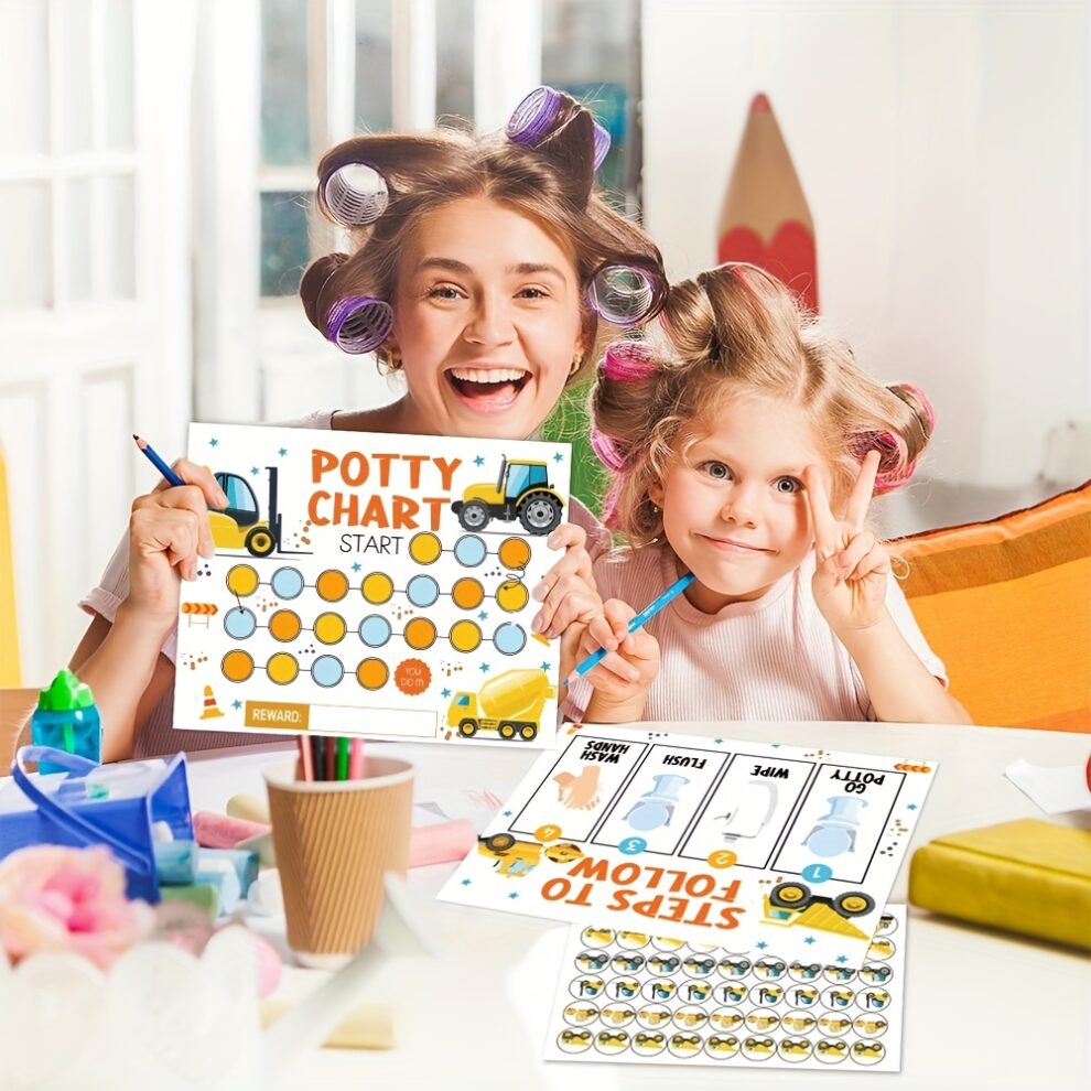 Excavator Potty Training Chart With Stickers Construction Toilet ...