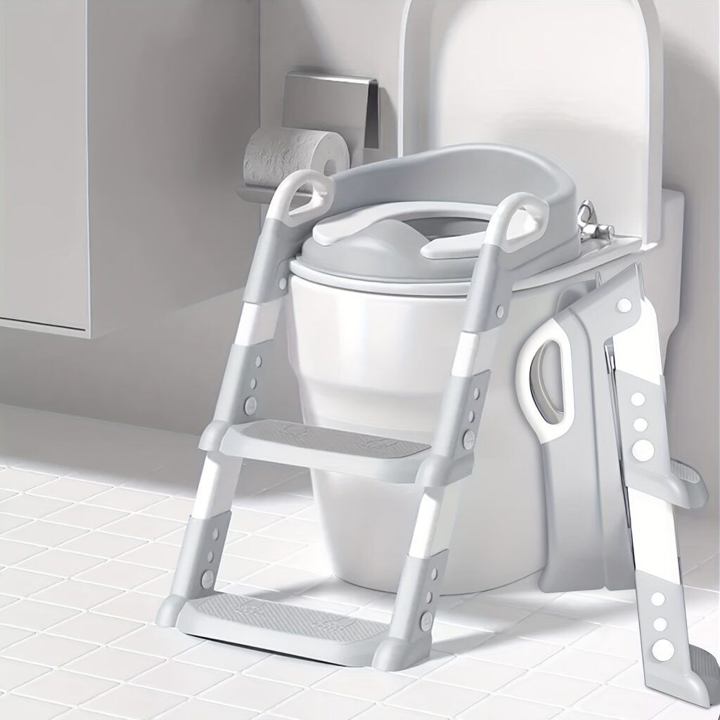 Grey Kids Potty Training Seat With Step Stool And Nonslip Ladder - Free ...