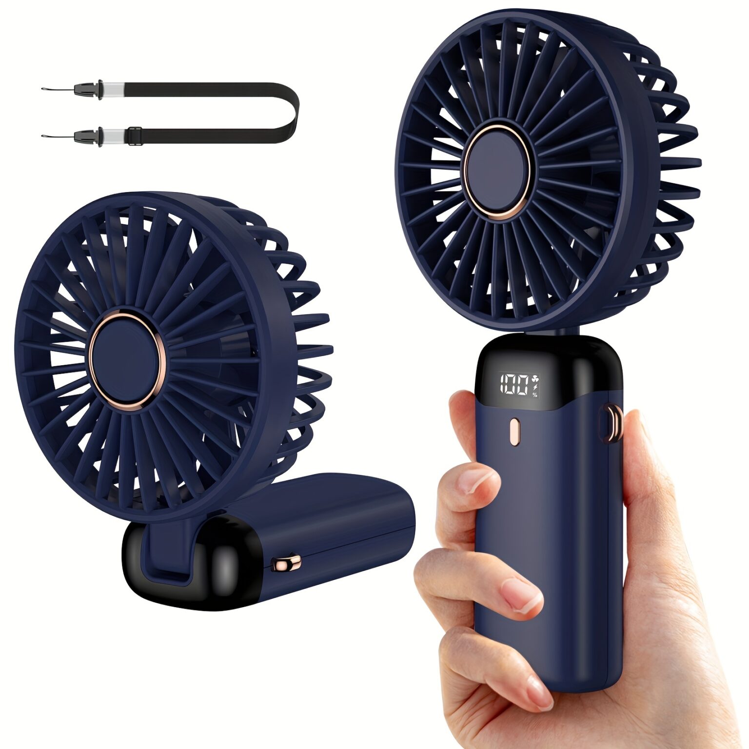 Rechargeable Portable Mini Fan With Led Display 5 Speeds Foldable ...