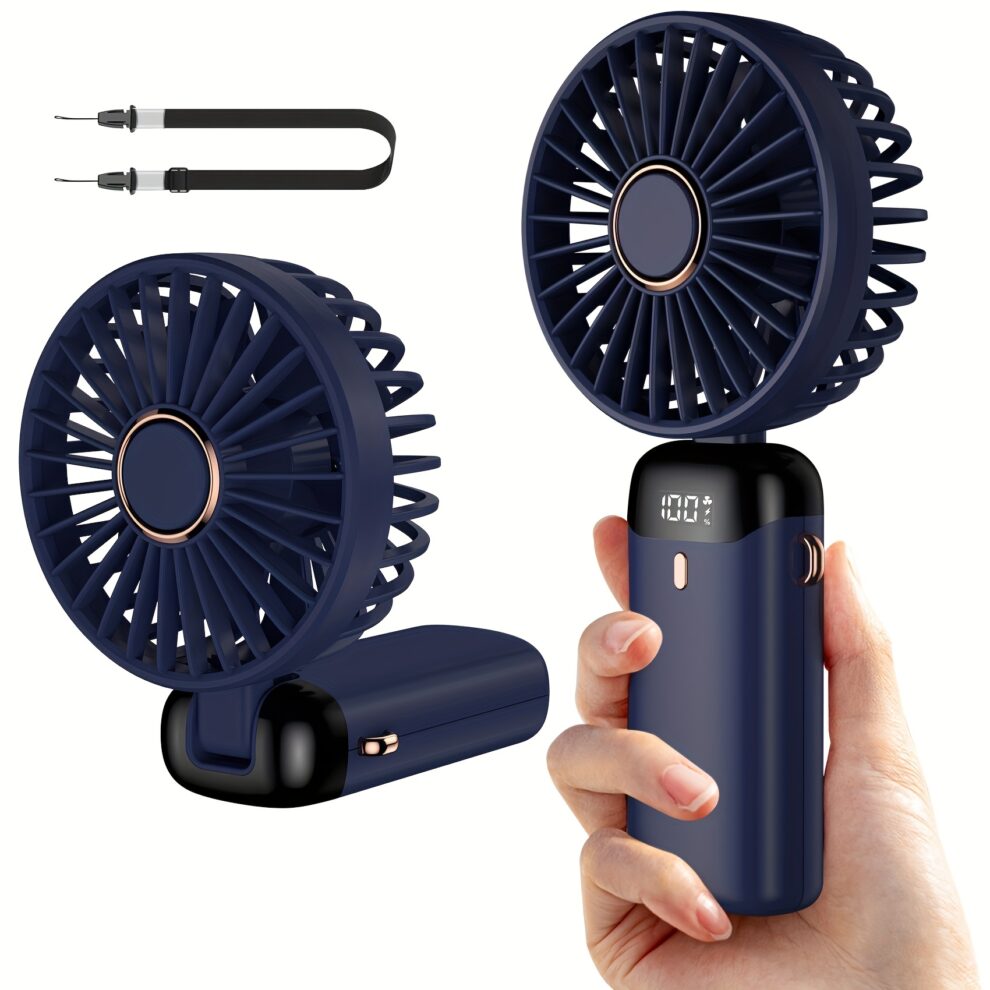 Rechargeable Portable Mini Fan With Led Display 5 Speeds Foldable ...