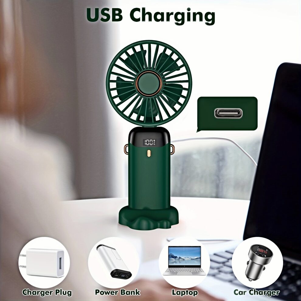 Rechargeable Portable Mini Fan With Led Display 5 Speeds Foldable ...