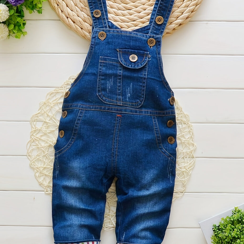 Adjustable Baby Denim Overalls With Cute Print For Little Boys - Free ...