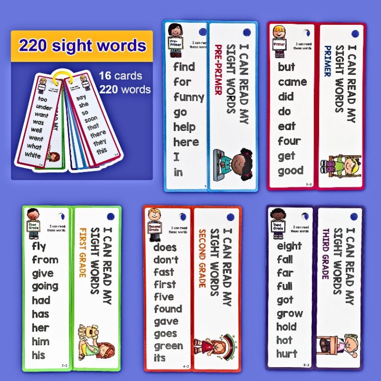Montessori Learning Toy 220 English Sight Word Flashcards For Kids 38 ...