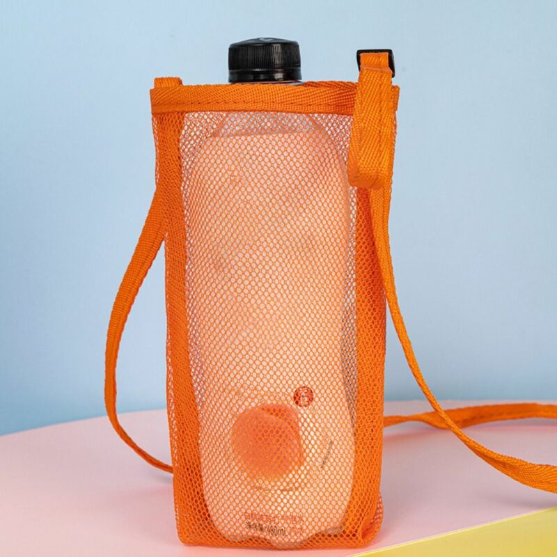 Portable Mesh Water Bottle Holder Bag With Adjustable Strap Cup Storage ...