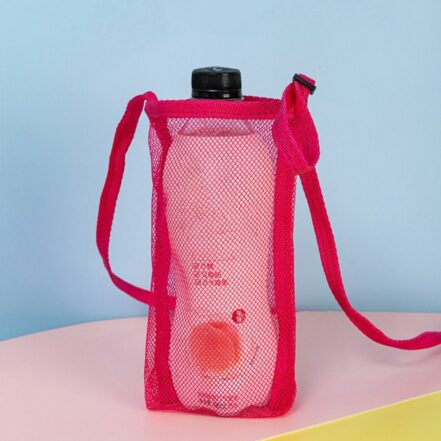 Portable Mesh Water Bottle Holder Bag With Adjustable Strap Cup Storage ...