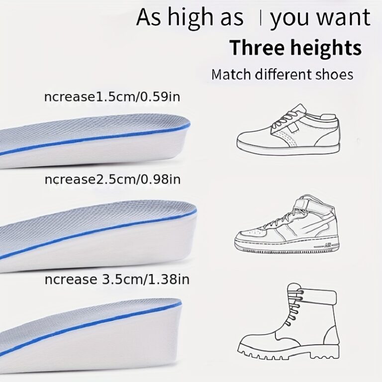 Unisex Eva Height Increase Insoles Shock Absorption Heel Lift Shoe ...