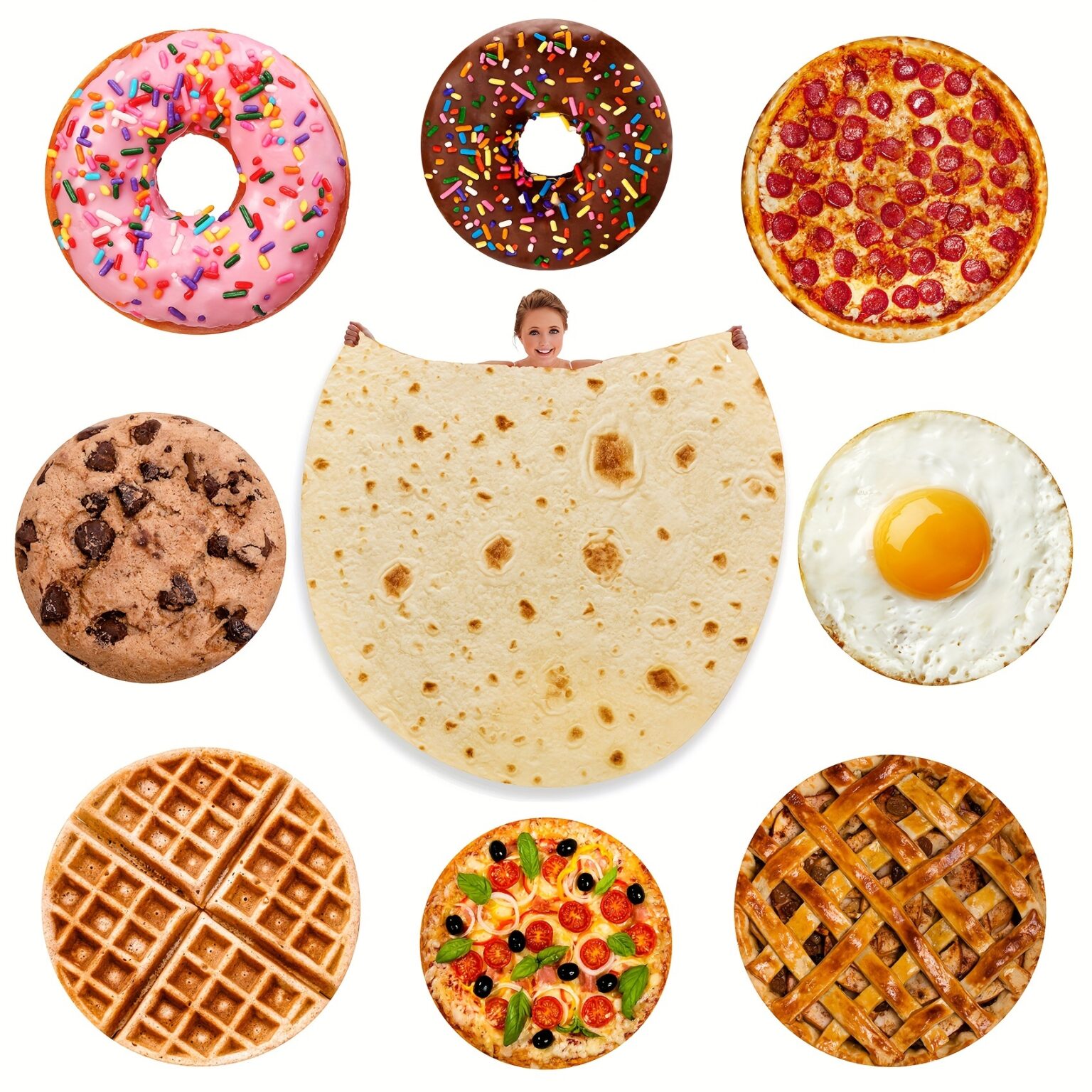 Novelty Burritos Tortilla Round Throw Blanket Funny Realistic Food ...