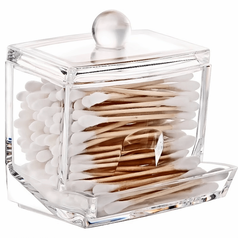 Clear Acrylic Cotton Swab Holder Ball Dispenser Bathroom Storage ...