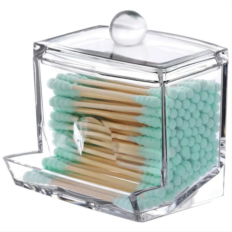 Clear Acrylic Cotton Swab Holder Ball Dispenser Bathroom Storage ...