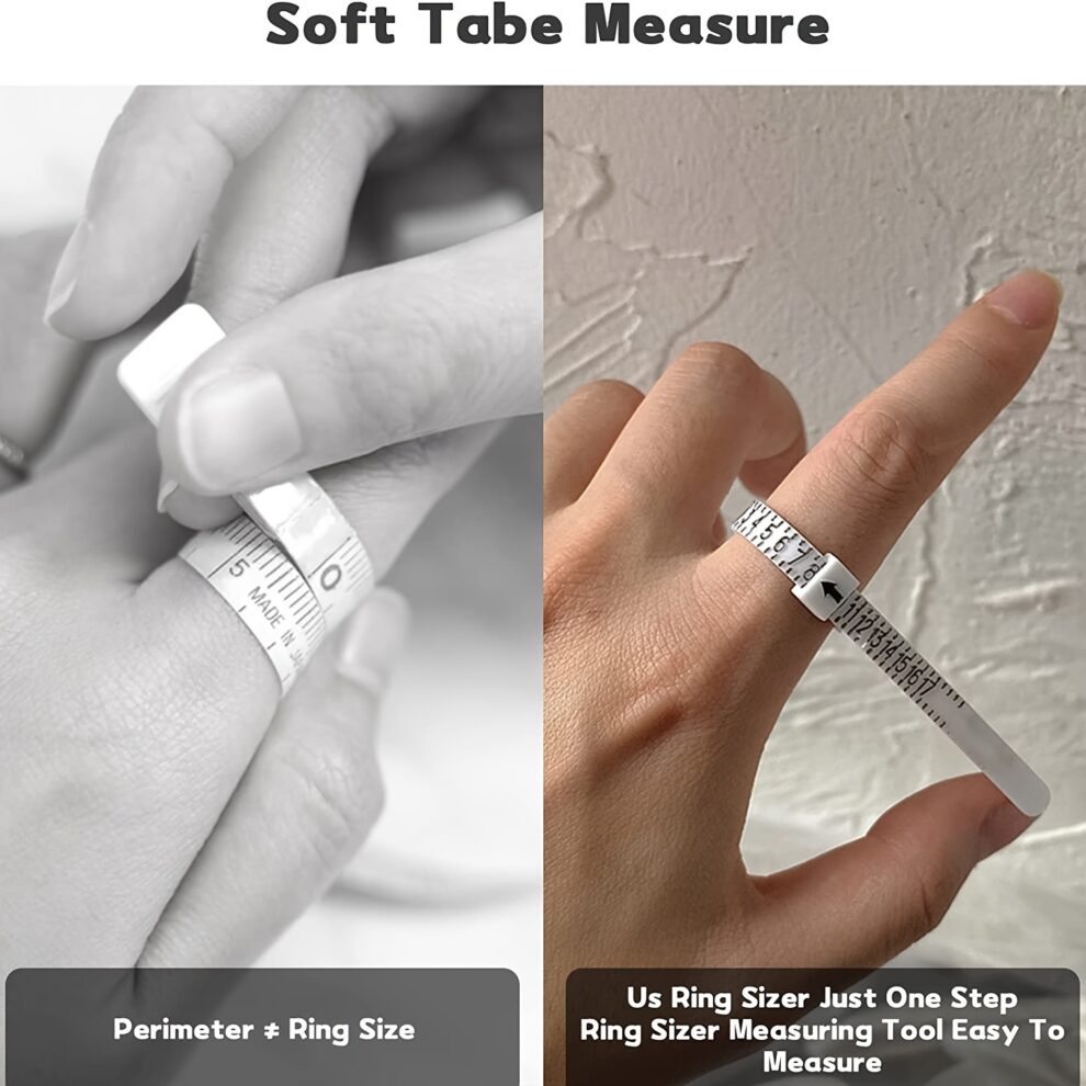 Adjustable Silicone Ring Sizer Tape Accurate Reusable Finger Measuring ...