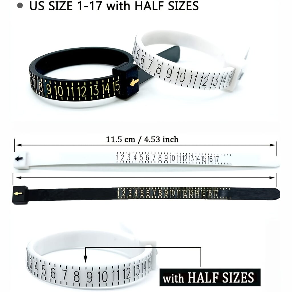 Adjustable Silicone Ring Sizer Tape Accurate Reusable Finger Measuring ...