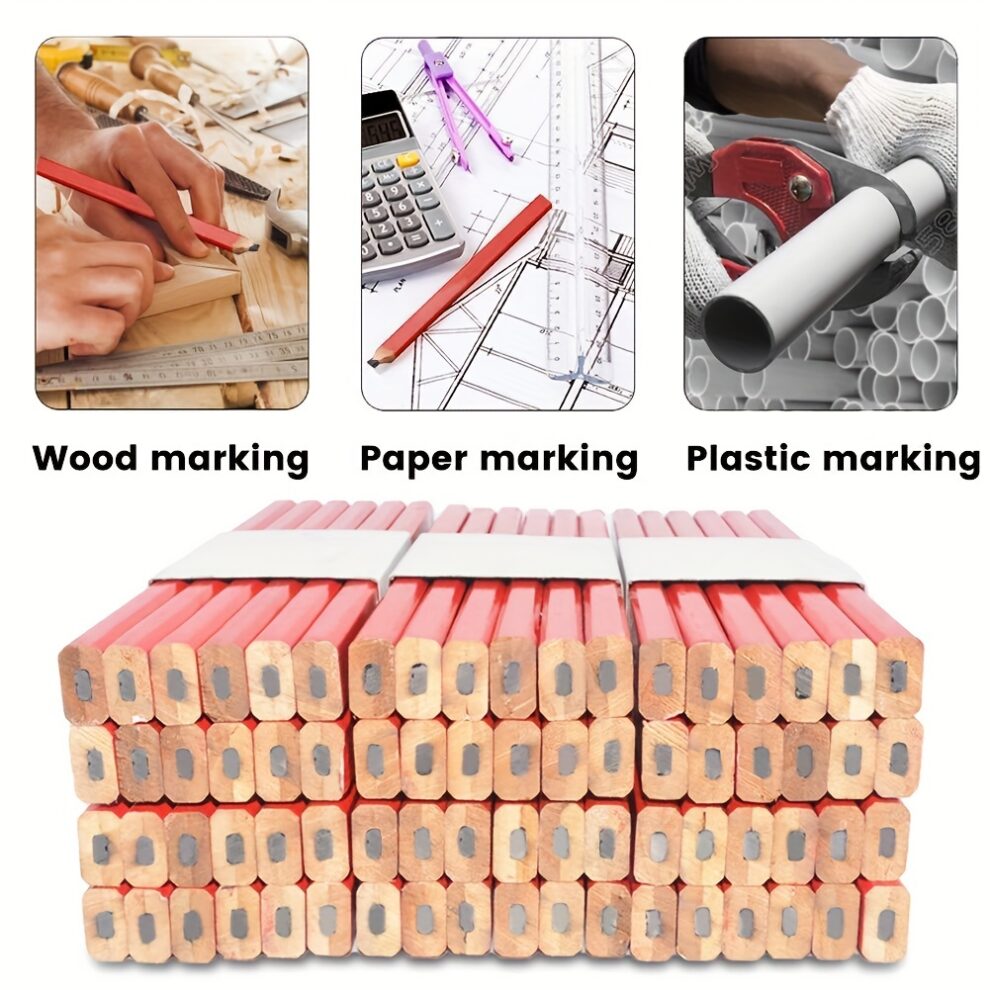 10pack Flat Black Octagonal Woodworking Carpenter Pencils For Precise ...