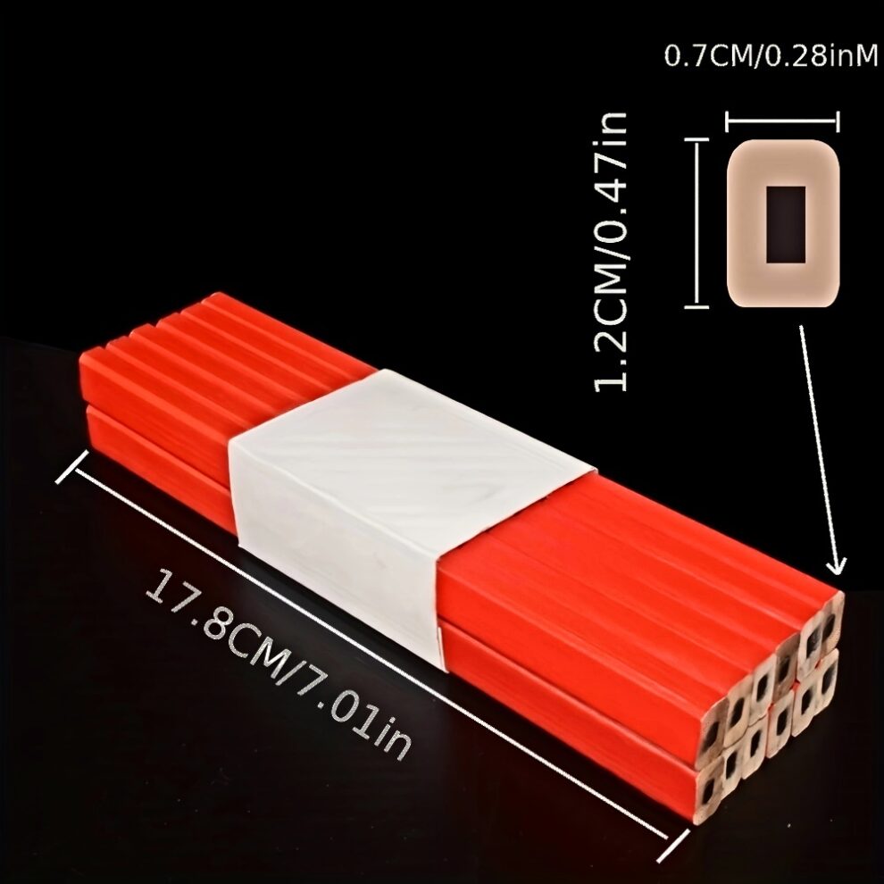 10pack Flat Black Octagonal Woodworking Carpenter Pencils For Precise ...