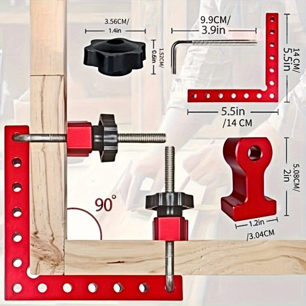 90 Degree Positioning Squares Aluminum Woodworking Corner Clamps 55×55 ...