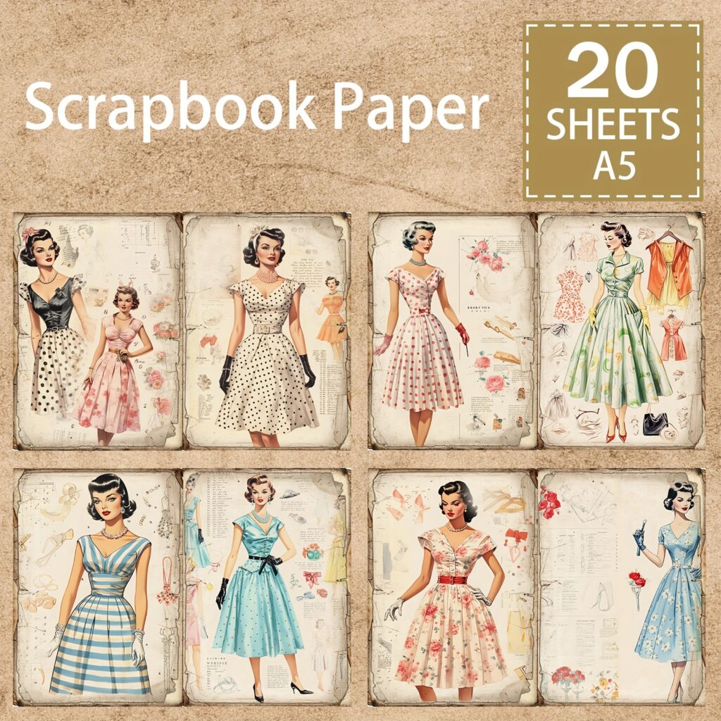 Vintage A5 Retro Girl Dress Journal Scrapbook Diy Background Sheets ...