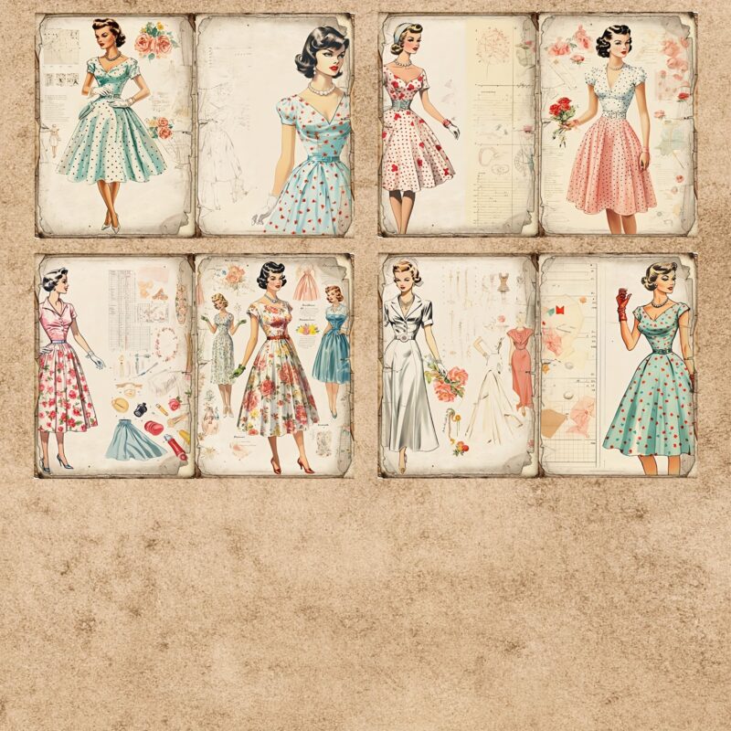 Vintage A5 Retro Girl Dress Journal Scrapbook Diy Background Sheets ...