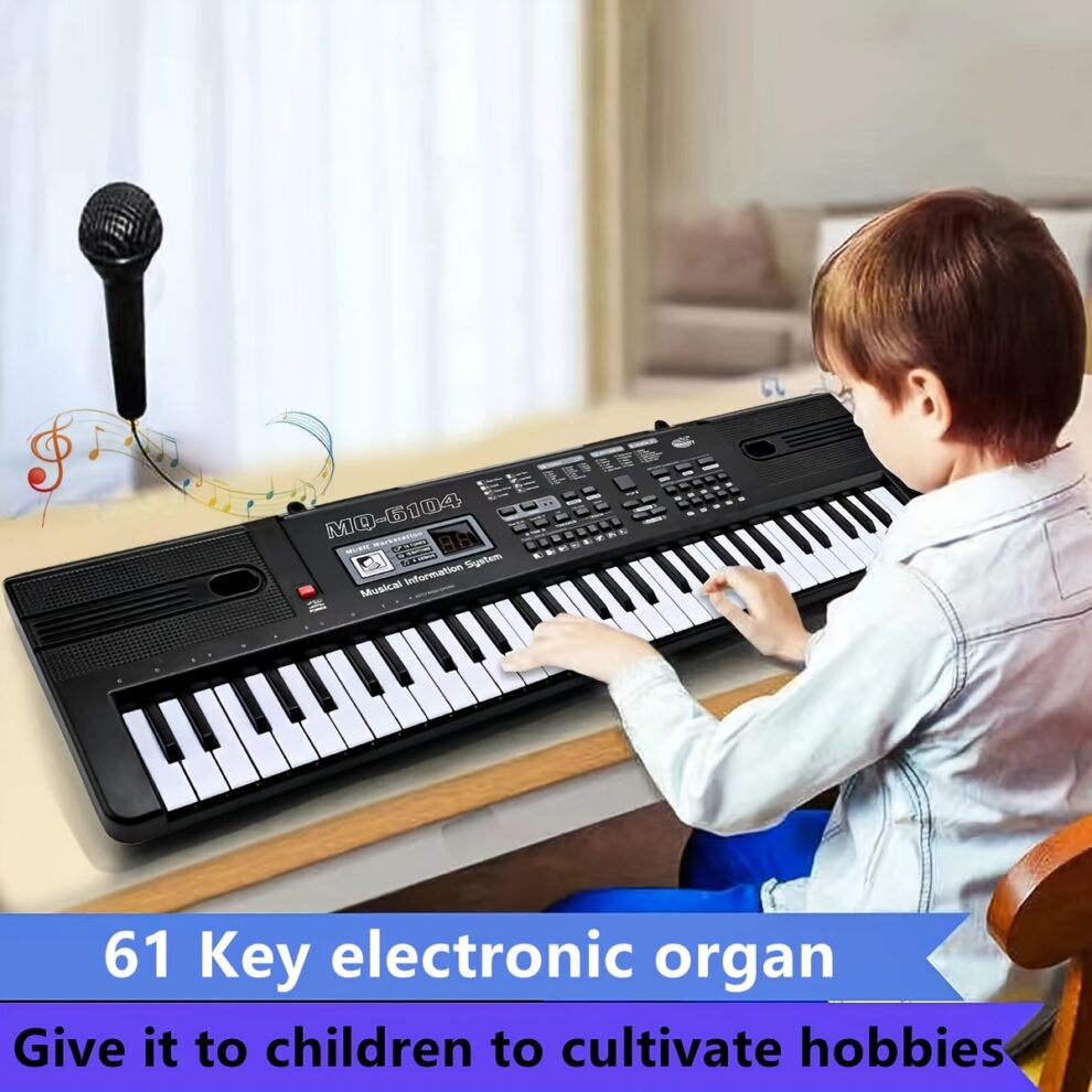 61key Portable Electronic Keyboard Kids Musical Learning Toy With Mic ...
