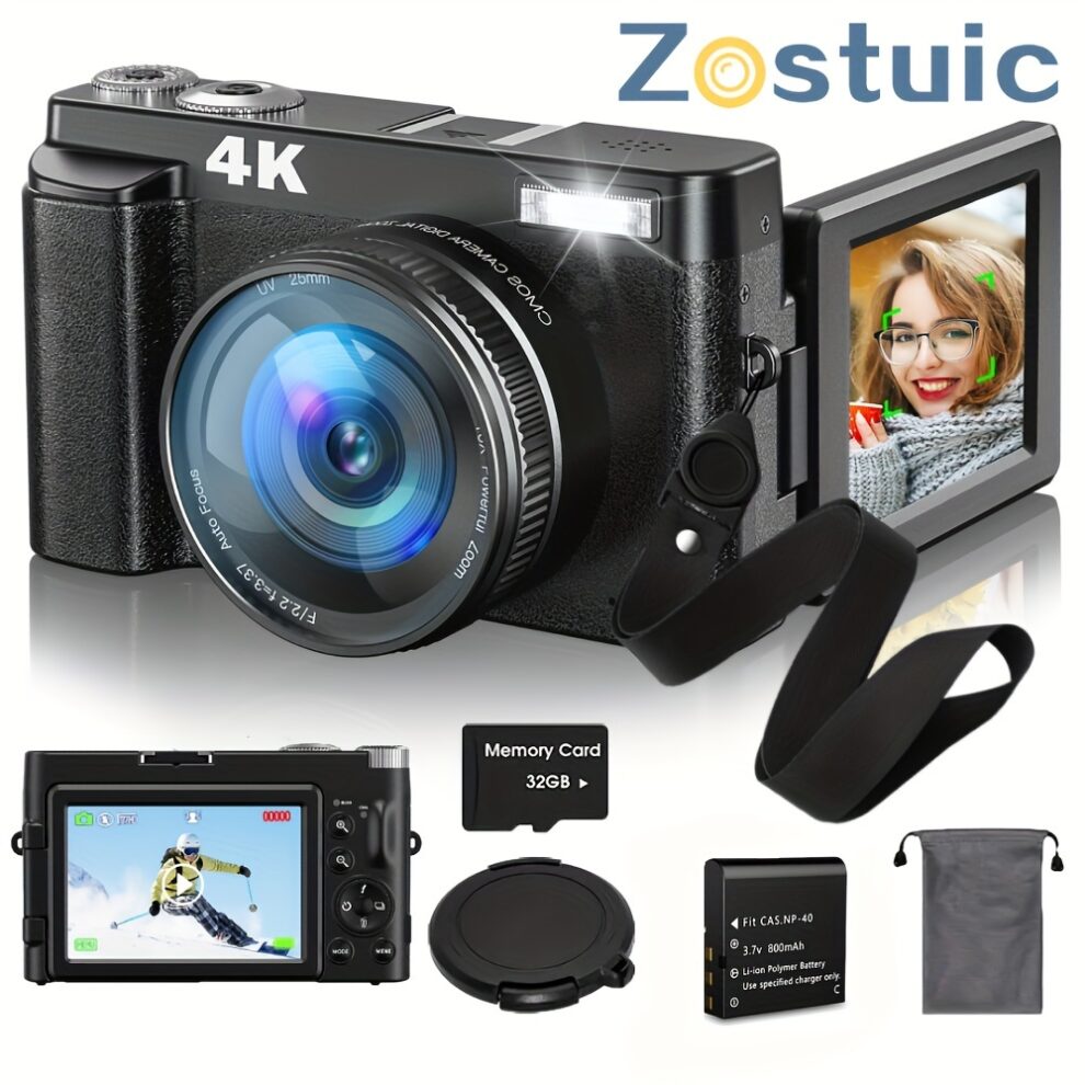 4k 48mp Vlogging Camera Autofocus Antishake Flip Screen 16x Zoom - Free ...