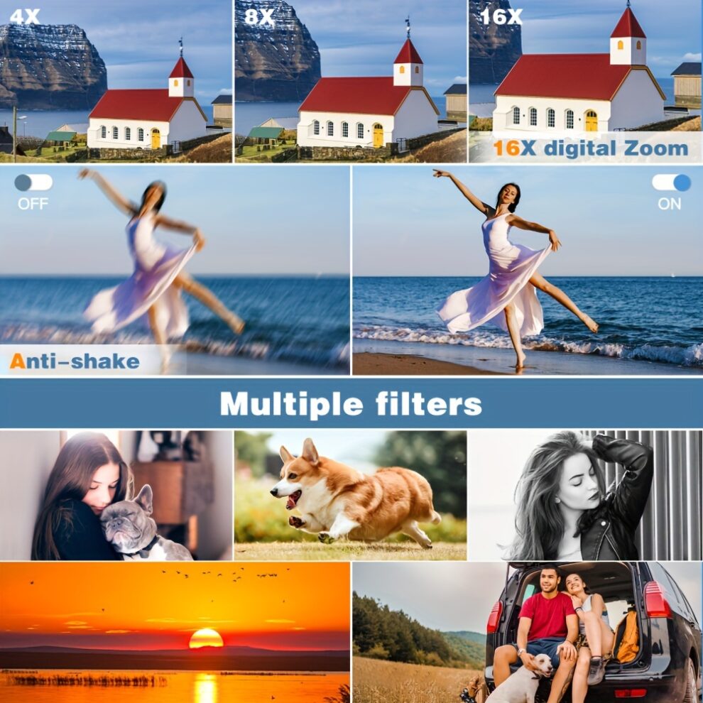 4k 48mp Vlogging Camera Autofocus Antishake Flip Screen 16x Zoom - Free ...