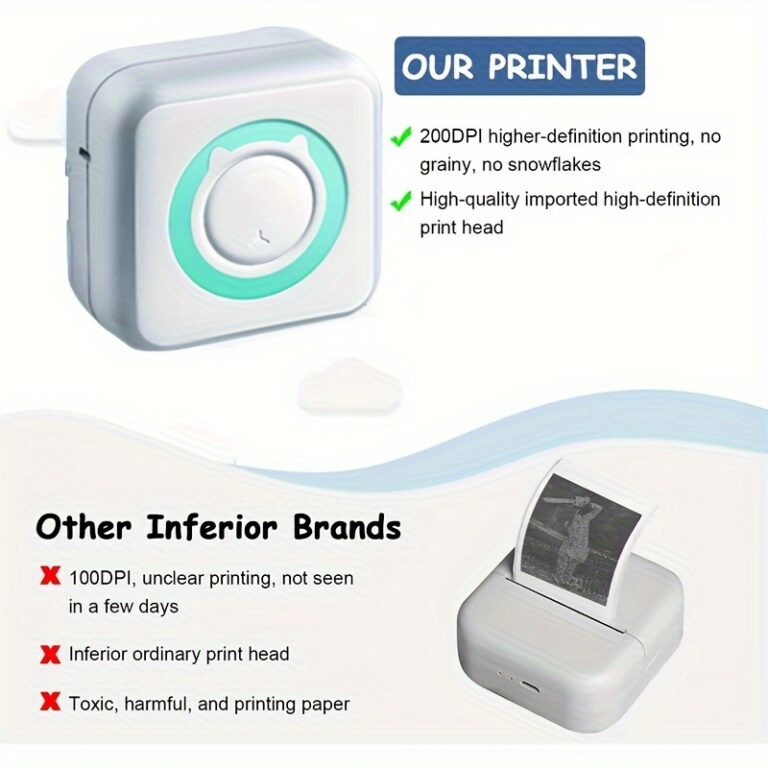 Portable Mini Thermal Sticker Printer Wireless Pocket Printer For ...