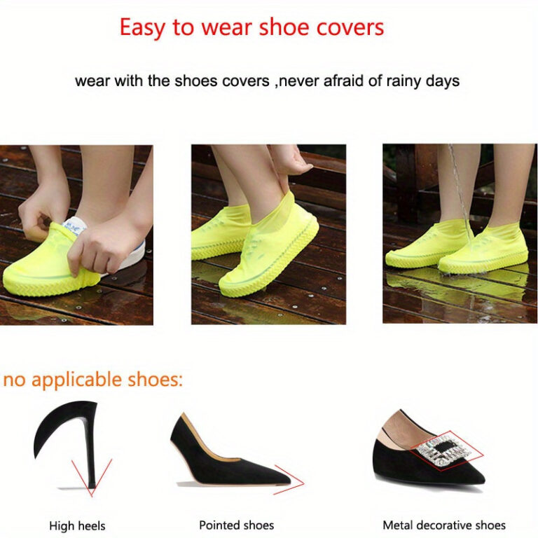 Reusable Nonslip Silicone Waterproof Rain Boot Covers For Outdoor Use ...
